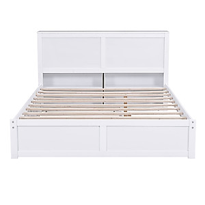 Merax Queen Size Storage Platform Bed with Pull Out Shelves and Twin Size Trundle