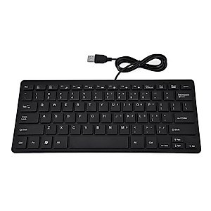 Wired Gaming Keyboard, Universal Mini USB Wired Silent Ultra-Thin 78 Keys Keyboard for Desktop Computer Laptop PC(Black)