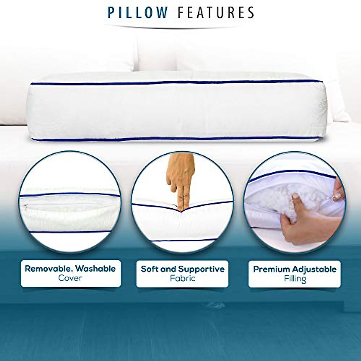 Nature's Guest Adjustable Cervical Neck Roll Bolster Pillow, Better Than Memory Foam Pillow, Neck Pillow for Sleeping, Cervical Cylinder Pillow for Spine Back, Neck Pain, Travel Pillow Leg Bed Pillow