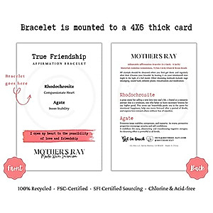 Mother's Ray True Friendship Affirmation Bracelet – Rhodochrosite and Agate Beaded Bracelets – Genuine Gemstones and Crystals Bracelet for Women – Adjustable Nylon Cord for Comfortable Wear