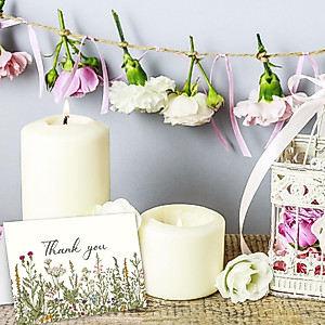 Whaline 24 Pack Vintage Wild Floral Thank You Cards Bulk Retro Botanical Green Leaves Herbs Greeting Cards with Envelope Sticker for Birthday Wedding Baby Shower Bridal Shower