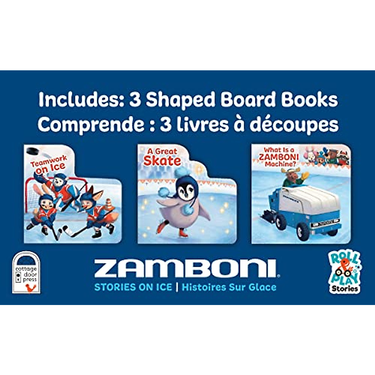 Zamboni Stories on Ice- Wheeled Board Book Set, 3-Book Gift Set With Rolling Truck Slipcase for Toddlers Ages 1-5 (Roll & Play Stories)