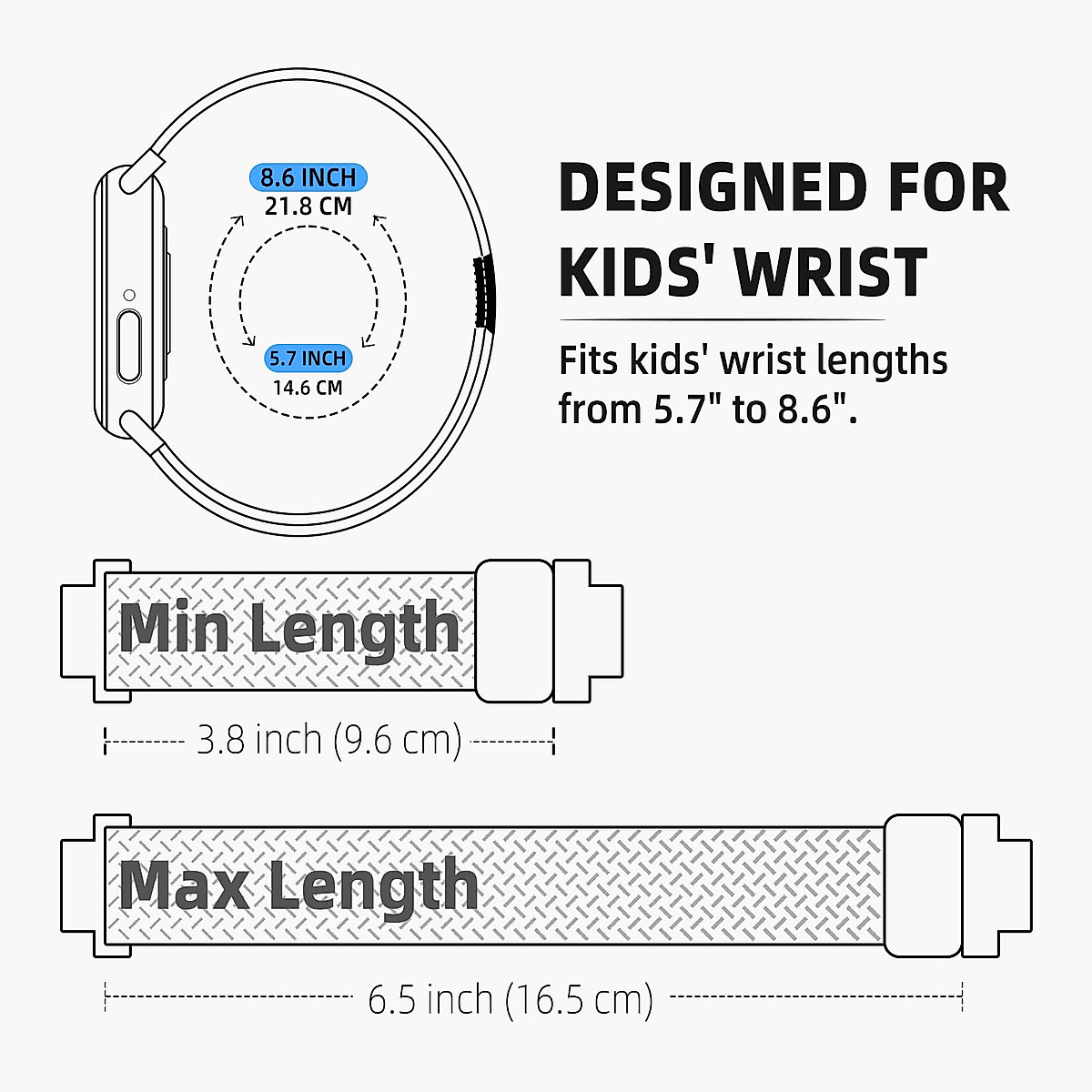 SimpleThings Braided Band Compatible with Cosmo JrTrack 3/Cosmo JrTrack 2 SE/Cosmo JrTrack 2/Cosmo JrTrack Smartwatch, 2Pack Stretchy Nylon Strap with Snap-on Clasp
