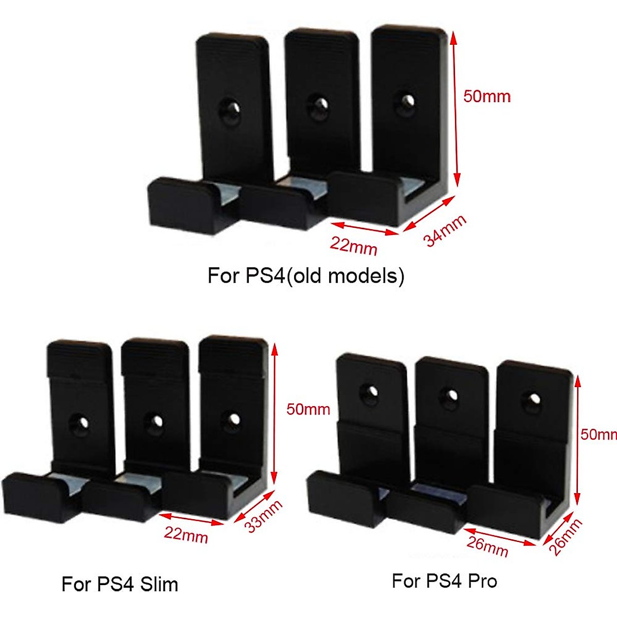 New Game Storage Set Bracket Wall Mount Console Stand Controller Holder Host Rack(1 set-For PS4 Slim,black)