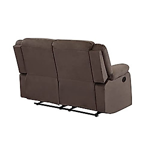 Blackjack Furniture Winthrop 60" Modern Manual Reclining Loveseat, Soft Microfiber Upholstery, Extra Padded Back, Lumbar Support & Smooth Reclining Mechanism, Space-Saving Recliner, Loveseat, Brown
