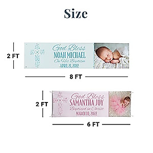 Let's Make Memories Personalized Baptism Celebration Photo Banner - Christening - Pink - 6ft