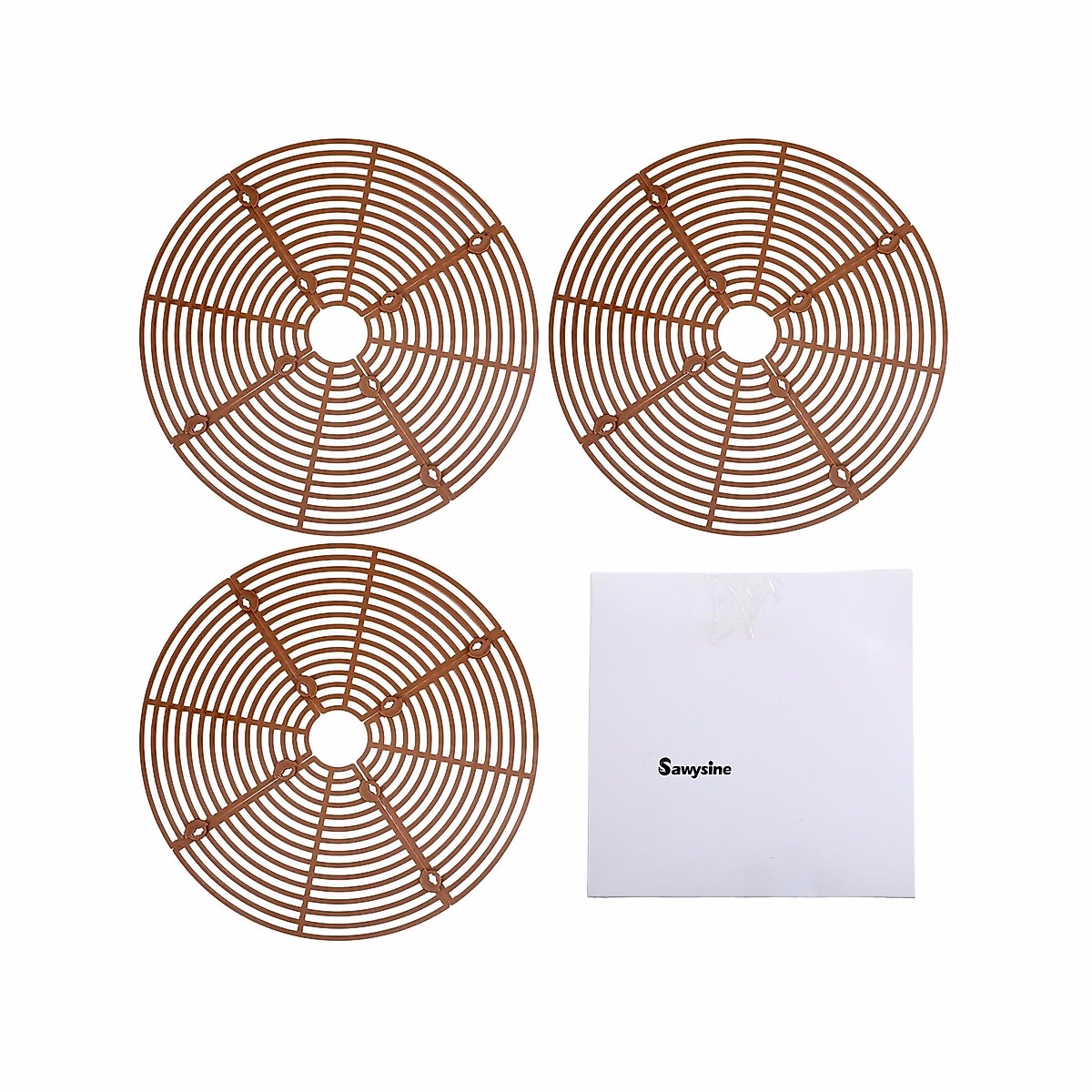 Sawysine 3 Pcs Plant Pot Cover Plant Protector from Animal Plant Pot Grid with Center Cutout Flower Cover Soil Protectors for Plants(Coffee, 11.8 In)