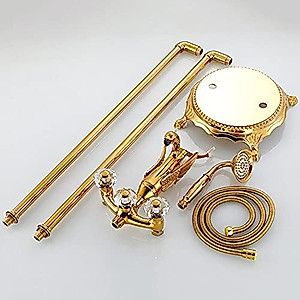 Retro Freestanding Bath Taps Bathroom Mixer Tap Bathtub Tap Double Bath Tap With Shower Waterfall Copper Bath Shower Mixer Taps-Chrome,Gold