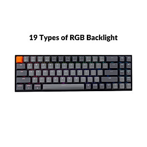 Keychron K14 70% Layout 72 Keys Bluetooth Wireless/USB Wired Mechanical Gaming Keyboard for Mac with Gateron G Pro Brown Switch/Multitasking/RGB Backlight Computer Keyboard for Windows Laptop