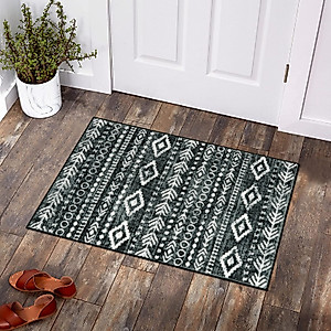 Lahome Boho Moroccan Throw Rug,Washable Black White 2x3 Entryway Rug Non Slip,Low-Pile Soft Bath Mat Rustic Tribal Kitchen Farmhouse Rugs for Entry Front Door (2x3ft)