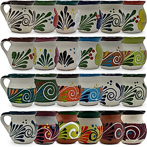 FFX Artesania Mexican Terracotta Coffee Mugs 1 PACK Clay Cups Tazas Para Cafe de Barro Artisan Made EACH MUG UNIQUE Hand Painted Terracotta Cocktail Glasses Tea Decor