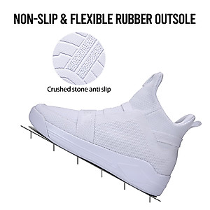 Soulsfeng Mens Casual High Top Sneakers Breathable Mesh Knit Ankle Boots Athletic Shoes(Men 11 US=EUR45) White