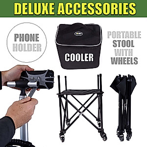 Rover Sports Packhopper Deluxe Tennis Ball Cart - This Tennis Racket Bag and Tennis Ball Hopper In One Converts To A Wheeled Tennis Ball Basket Cart and Tennis Ball Picker Upper