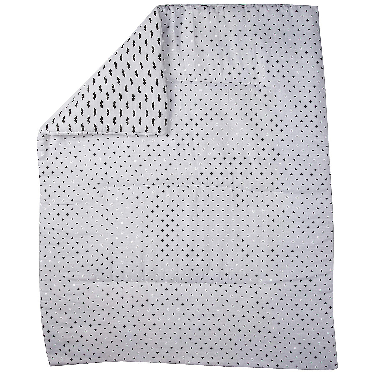 Bacati - Muslin Ikat Stars 4 Piece Toddler Bedding Set 100 Percent Cotton Includes Reversible Comforter, Fitted Sheet, Top Sheet, and Pillow Case