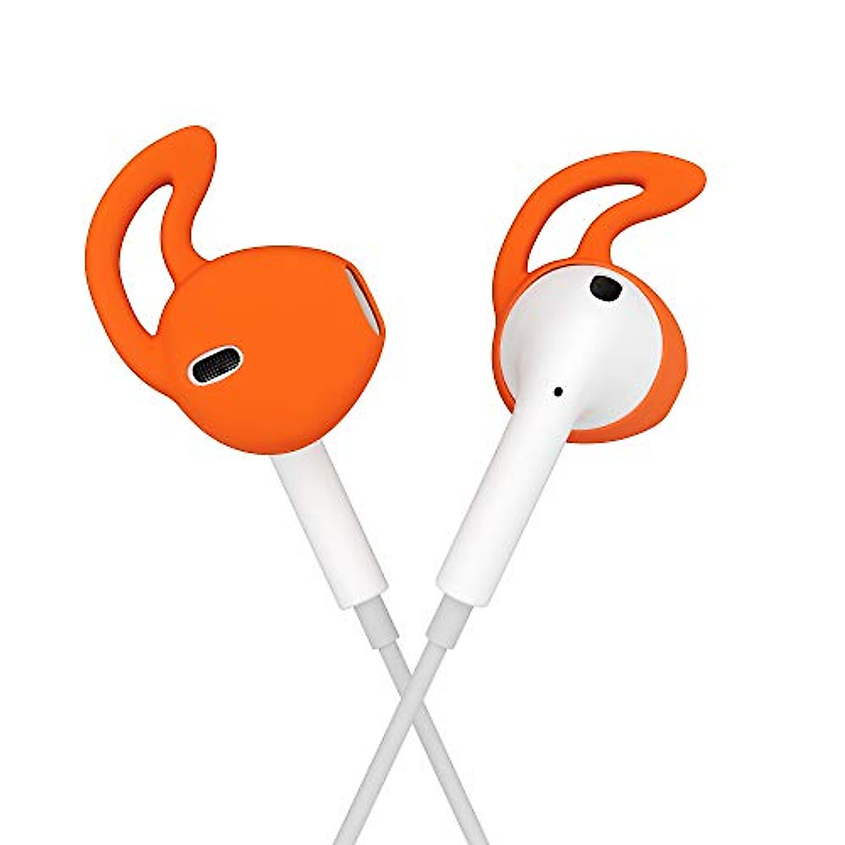 [4 Pairs] Silicone Ear Tips Soft Anti-Slip Sport Earbud Covers, Anti-Drop Ear Hook Gel Headphones Earphones Protective Accessories Tips (Black, Orange, Blue, White)