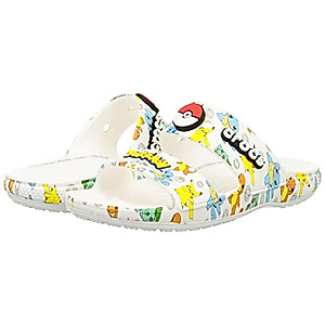 Crocs Unisex Classic Pikachu Sandals, Pokemon Shoes Slide, White/Multi, Numeric_8 US Men