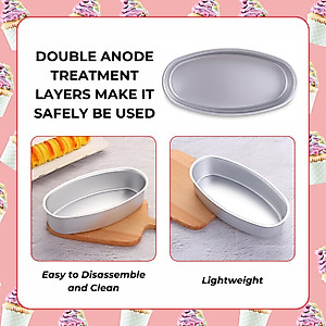 beyonday 2pcs Oval Cheesecake Pans-8.74x4.4x2.16inch, Aluminum Alloy Baking Bread Mold for Meatloaf Hotdog Sandwich, Toast Loaf Pans Cake Mold for Birthday Party Wedding Anniversary