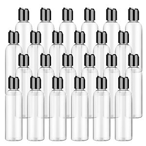 24 Pcs 6.8 oz Clear Plastic Empty Bottles Refillable Containers with Disc Cap Travel Shampoo Bottles for Shampoo Lotions Creams Liquid Cosmetic Body Soap