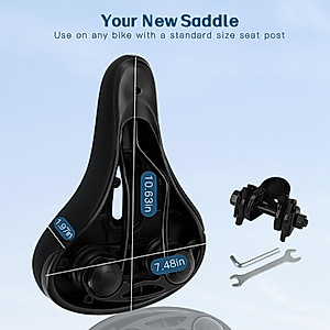 TONBUX Comfortable Bike Seat, Soft Bike Seat Cushion for Men Women Comfort, Breathable Bicycle Seat Replacement Compatible with Peloton, Padded Bicycle Saddle for Mountain MTB BMX Road Exercise Bike