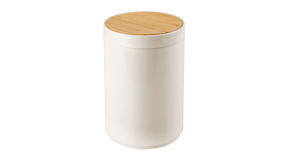 mDesign Small Round Trash Can with Swing Lid - Compact Kitchen ...