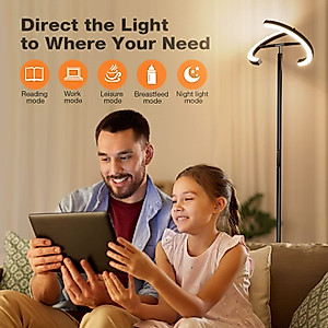 SIBRILLE 20W Modern Floor Lamps for Living Room + 36W LED Tree Floor Lamp with Remote Control