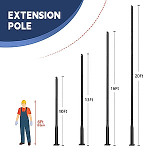 Xhmeishan Street Light Pole 16Ft, Street Light Poles for Outdoor Lighting,Solar Street Light Pole Accessory for Street, Suitable for Basketball Courts, Parking Lots, Residential Areas, Park (16FT)