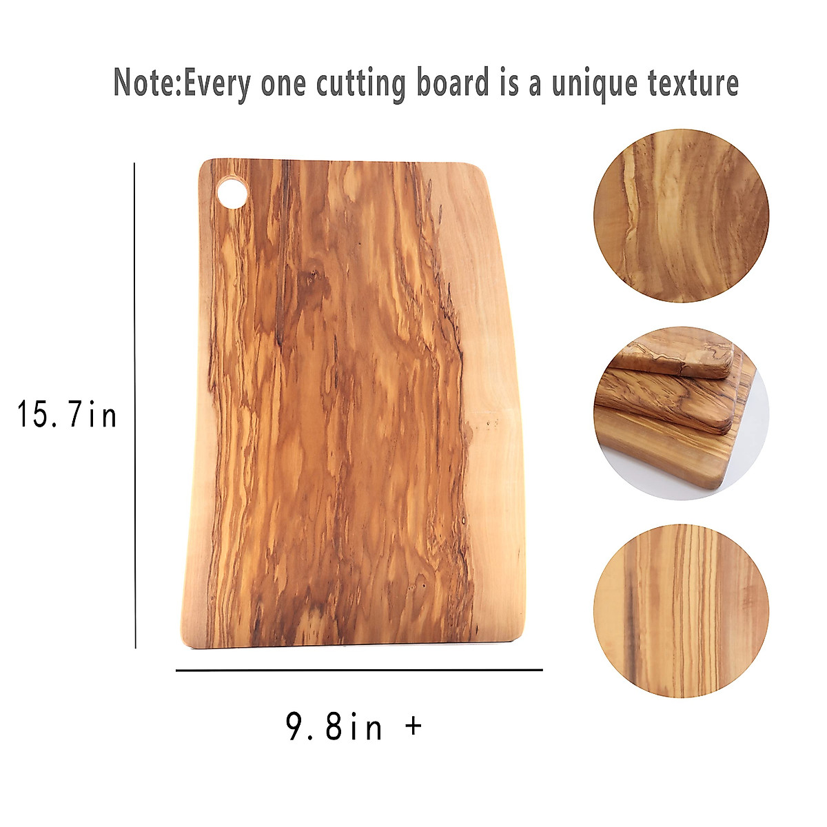 Ideaolives Natural Olive Wood Cutting Board, Rustic Serving Platter for Meat & Snack, Wooden Charcuterie Board Cheese Serving Tray, Handmade Decorative Cutting Board, Housewarming Gift (ZRB-M)
