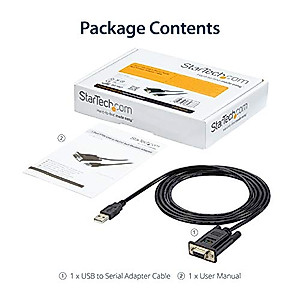 StarTech.com USB to Serial RS232 Adapter - DB9 Serial DCE Adapter Cable with FTDI – Null Modem - USB 1.1 / 2.0 – Bus-Powered (ICUSB232FTN)