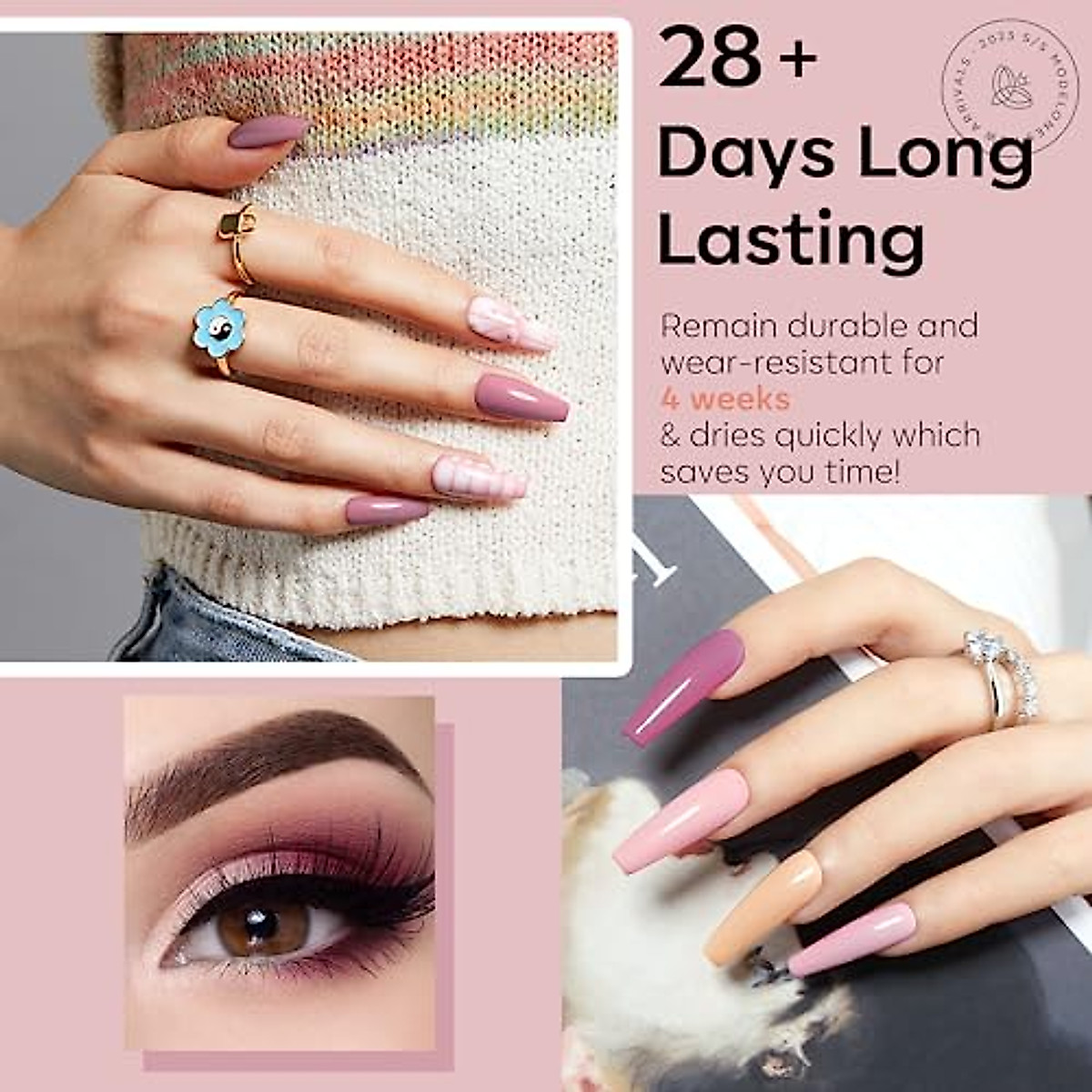 modelones Gel Nail Polish Kit with U V Light 48W Nail Dryer 7 Nude Colors Gel Nail Polish Set, No Wipe Base Top Coat, Nail Primer, Nail Art Decorations, Integrated Manicure Tools Kit,Gift for women