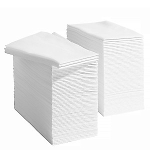 50 Linen Feel Disposable Bathroom Napkins - White | Disposable Guest Towels | Wedding Napkins | Paper Napkins | Disposable Paper Hand Towels for Guest Bathroom, Parties, Weddings, Dinners Or Events