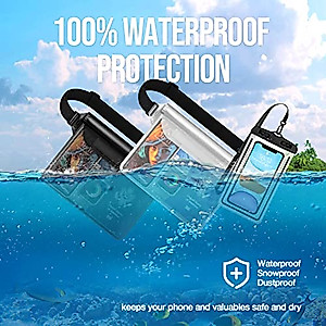 Hommtina Waterproof Phone Case Waterproof Bag,Waterproof Fanny Pack Waterproof Pouch with Adjustable Belt for Beach, Swimming, Boating, Fishing (2 * fanny pack(black+white)+2 * phone case(black))