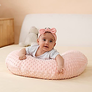 QUENESS Nursing Pillow Cover Breastfeeding Pillow Cases Plush Dot Slipcover (LightPink)