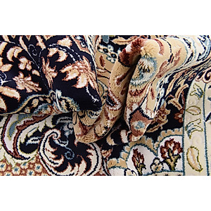 Unique Loom Narenj Collection Classic Traditional Medallion Textured Design Area Rug, 8 x 10 ft, Navy Blue/Blue