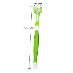 Hperu Pet Toothbrush Triple Multi Angle Dog Toothbrush for Pet Tartar Teeth Care Green PVC bathtub