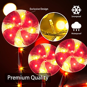 ALIGHTER 3Pcs Giant Solar Christmas Candy Cane Lights Outdoor Decorations Pathway Driveway Markers Lawn Garden Yard Christmas Decor