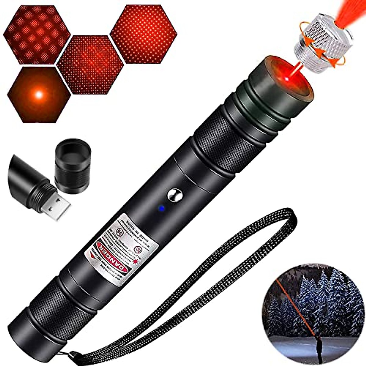 Red Laser Pointer High Power Long Range Strong Light Laser Pointer Pen, [2000 metres] Tactical Red Lazer Pointer Presentation Dot USB Rechargeable for Teaching Hunting Outdoor Astronomy Cat Laser Toy
