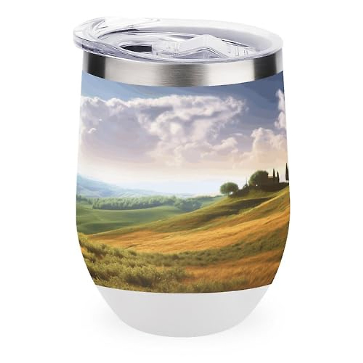 WYUSPGK 304 Stainless Steel Insulated Cup, Landscape Print Smooth Rim, Durable & Reusable - Perfect for Office, Home, And Travel