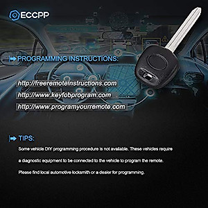 ECCPP 1X Uncut Ignition Key Fob Replacement for 03-11 for Toyota Landcruiser Camry 4 Runner Highlander Sienna Solara Tacoma Avalon Corolla Matrix Rav4 Sequoia Tundra Yaris Venza TOY44DPT 89785-60160C