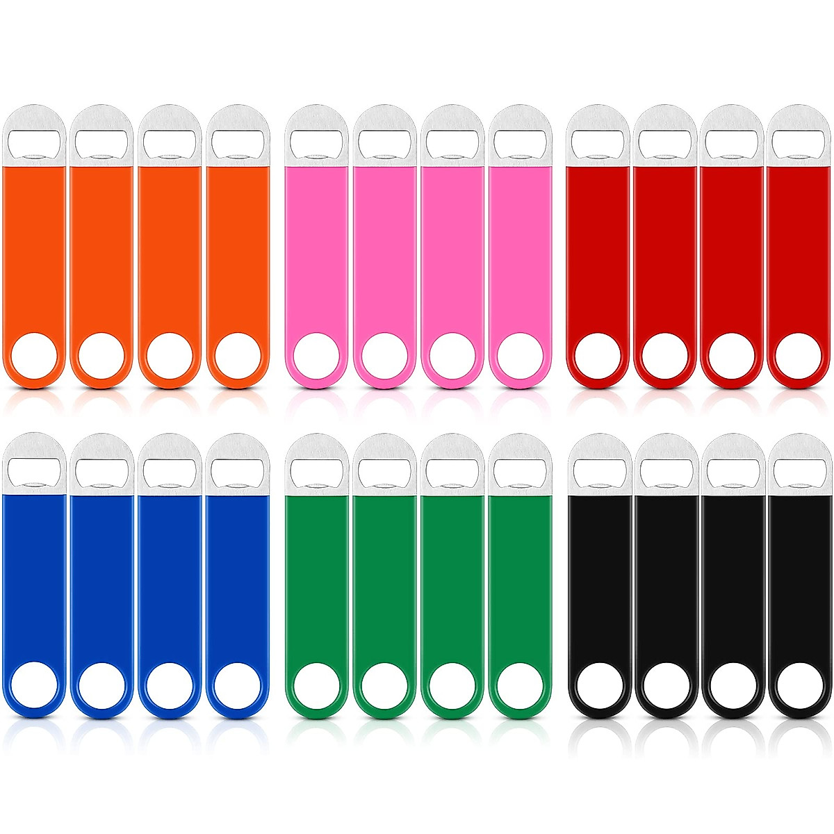 24 Pack Stainless Steel Flat Bottle Opener Bulk Heavy Duty Bartender Beer Openers Rubber Coated Beer Bottle Opener 7 Inch Beer Can Opener for Men Women Bar Kitchen Restaurant Party Supplies, 6 Colors