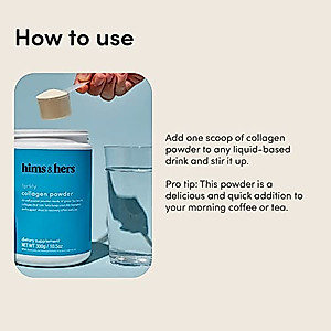 HIMS & HERS unflavored Collagen Protein Powder with 18 Amino acids, Soy-Free and Gluten-Free, no GMOs and Artificial sweeteners, 30 Servings, 10.5oz