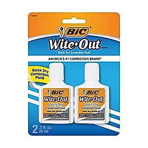 Bic Wite-Out Quick Dry Correction Fluid - 2 pack - white color writeout - white-out