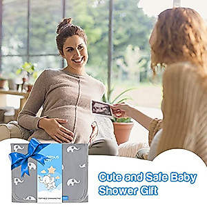 PHOEBUS BABY Portable Changing Pad Travel - Waterproof Compact Diaper Changing Mat with Built-in Pillow - Lightweight & Foldable Changing Station, Newborn Shower Gifts(Cute Elephant)