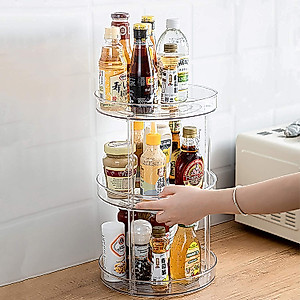 Amasses 3 Tier Clear Lazy Susan Organizer, 360 Degree Rotating Round Lazy Susan Turntable 9" Non-Skid Rotating Organization Storage Container for Kitchen, Cabinet, Pantry