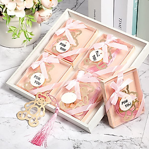 50 Pieces Baby Shower Favors for Guests Metal Bookmarks Guest Gifts for Baby Shower Birthday Bridal Shower Party Gifts Carnival Reward Little Bear Decorations Souvenirs with Individual Package (Pink)