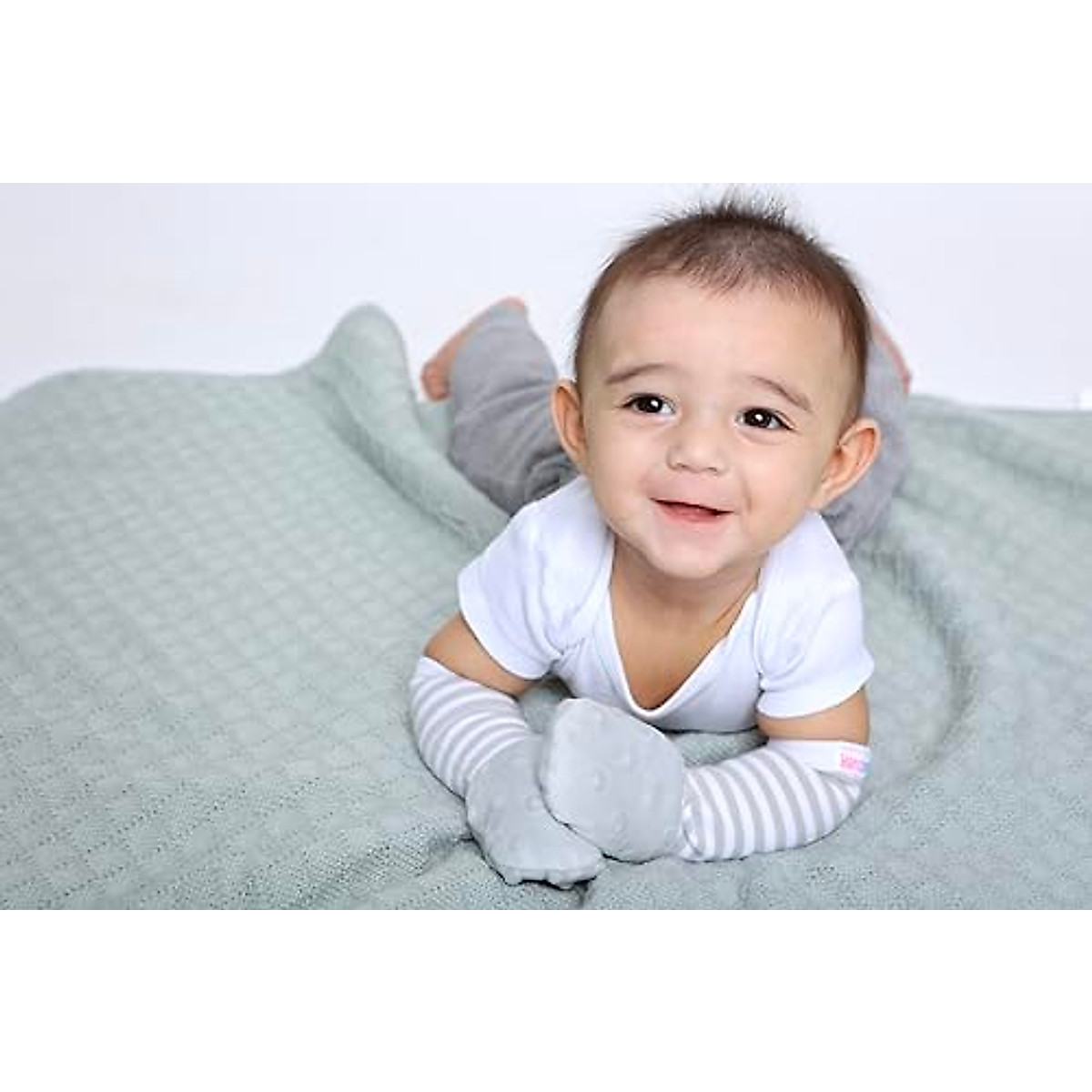 Handsocks Plushy Stay On Strap-Free No-Scratch & Warmth Mittens (Toddler Size. Bicep Should be 5.5"-9.0"), Felix (Grey/Foxes) - One Pair…