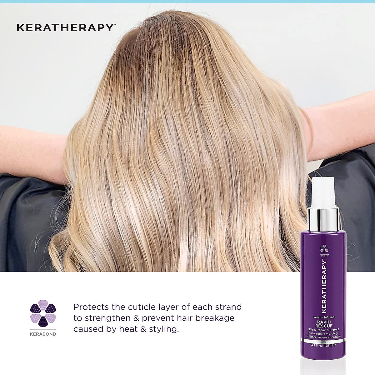 KERATHERAPY Keratin Infused Rapid Rescue Shining Shine Spray for Thermal Hair Protection, 4.2 fl. oz., 125 ml - Hair Breakage Repair Spray with Coffee Extract, Sunflower, Macadamia Oil, & Pearl Powder