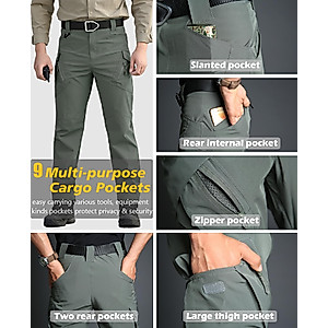 ReFire Gear Mens Summer Lightweight Quick Drying Sportswear Outdoor Pants Stretch Multi-Pockets Rip-Stop EDC Army Combat Work Tactical Pants