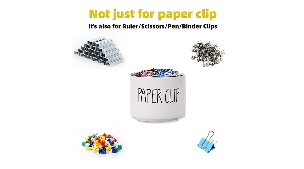 Cute Ceramic Paper Clip Holder for Office and Home Organization