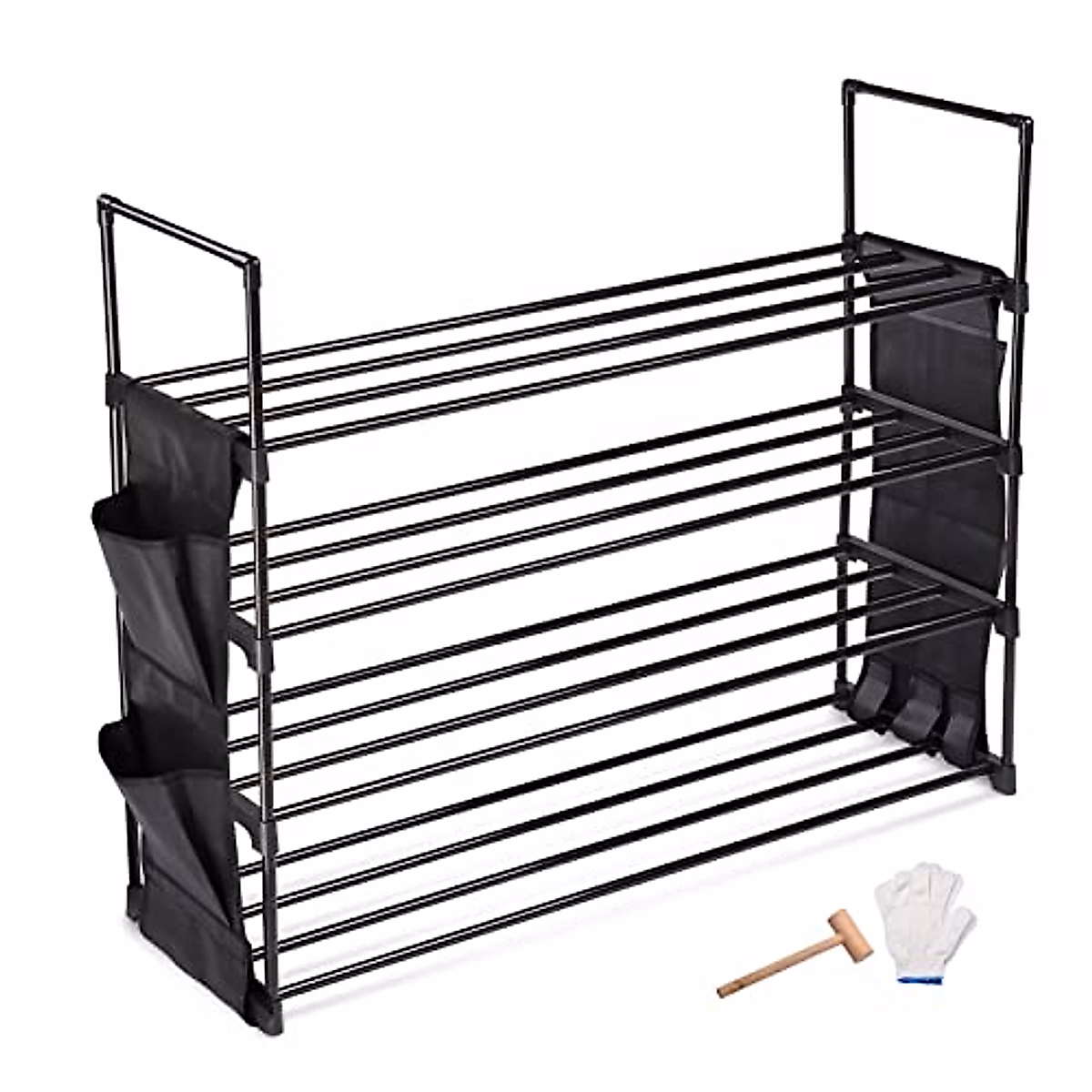 Ampersand Shops Multipurpose Home Organizer 4-Tier 20-Pair Capacity Space Saver Metal Shoe Rack (Black)