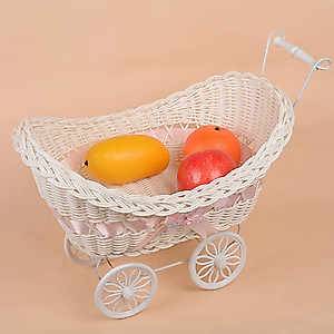 Large Tricycle Artificial Flower Vase Plant Stand-Rattan Basket Handmade Tricycle Planter Garden Decor,Bike Bicycle Pot for Weddings Home Decor Props Gift Table Centerpieces Arrangement Ornament